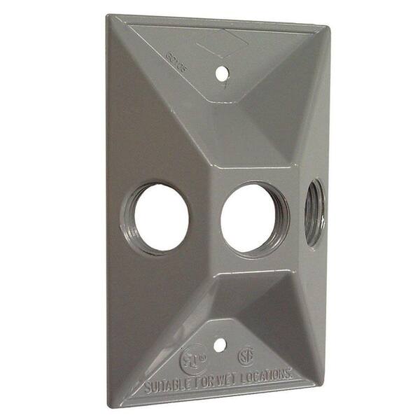 BELL 1-Gang Gray Weatherproof Cluster Cover with Three 1/2 in. Outlets ...