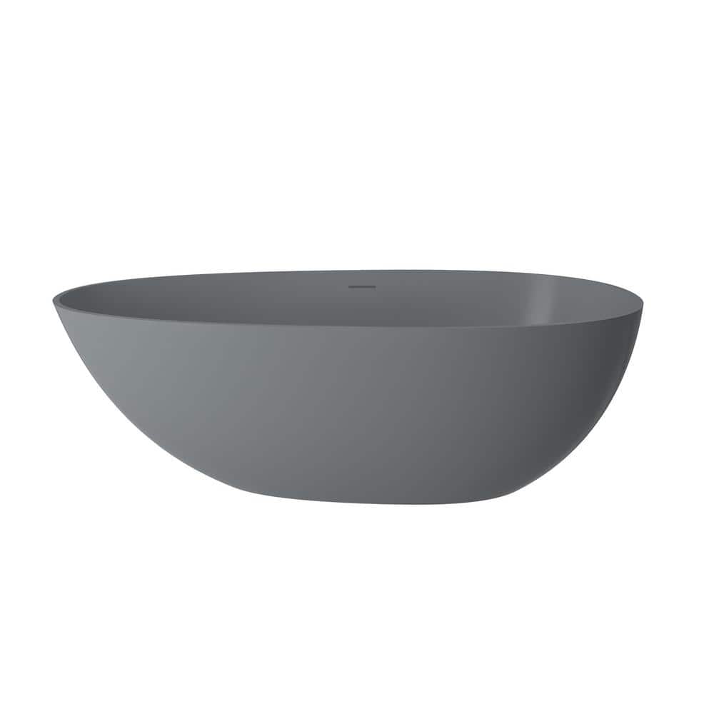 Dimakai 67 in. x 33 in. Solid Surface Freestanding Soaking Bathtub in ...