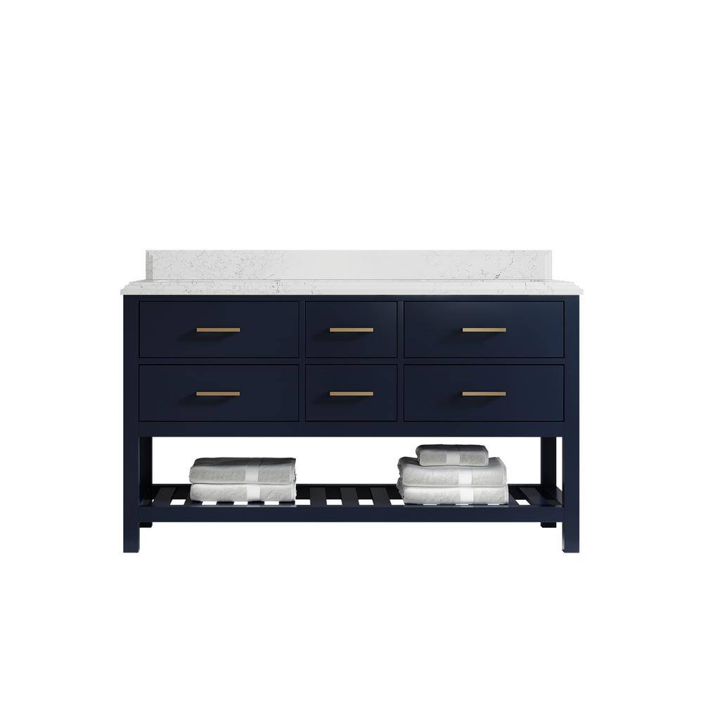 Willow Collections Parker 60 in. Double Sink Freestanding Navy Blue ...