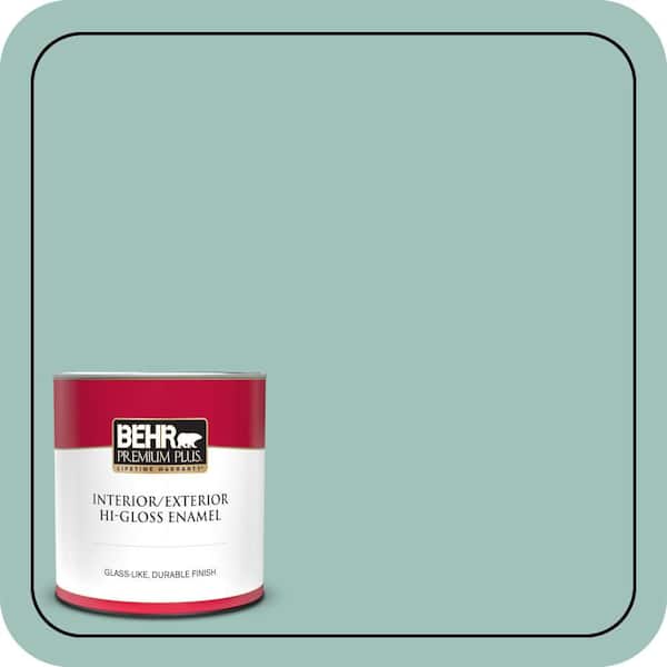 BEHR PREMIUM PLUS 1 qt. #MQ6-36 Cascade Green Hi-Gloss Enamel Interior ...