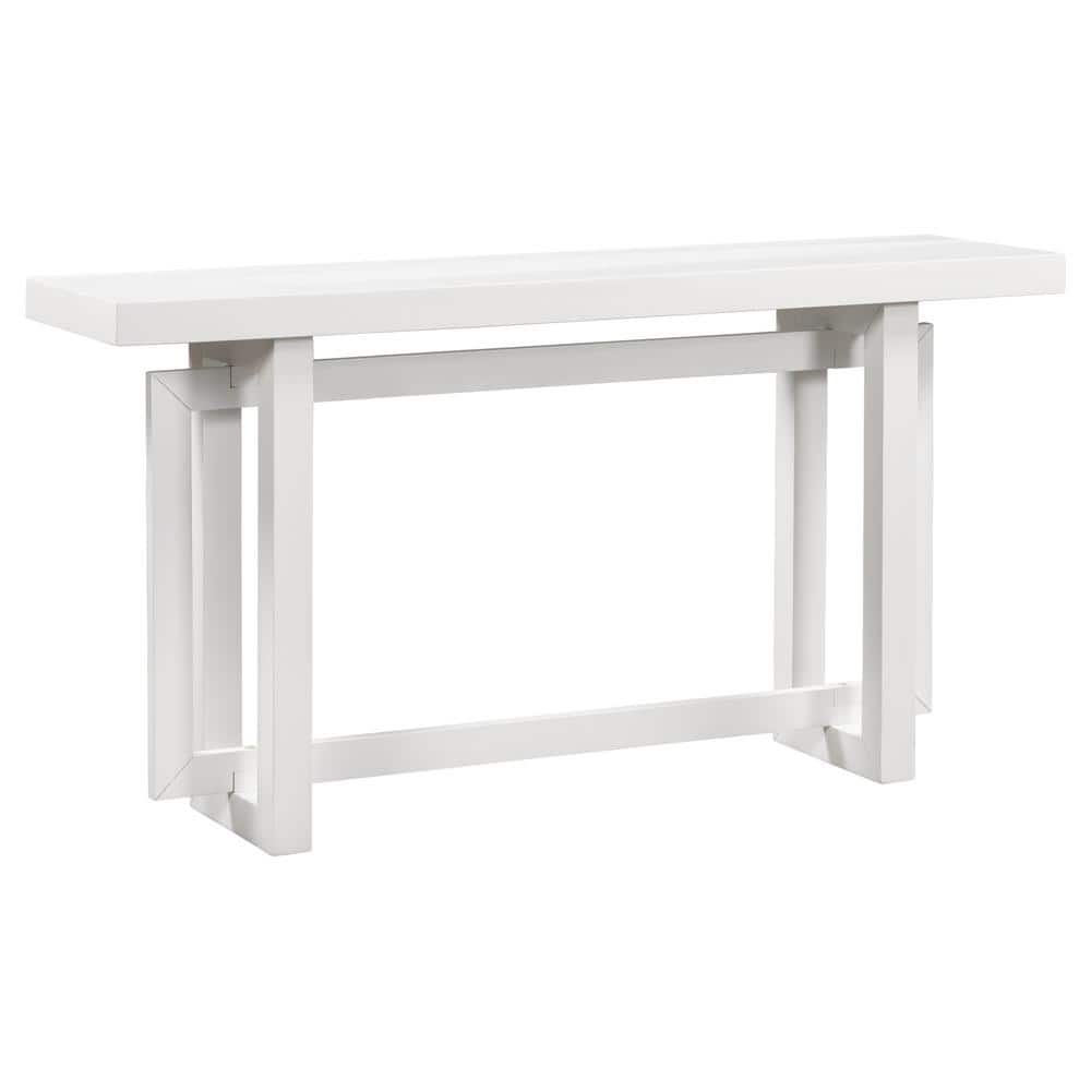 Polibi 59.10 in. Contemporary White Rectangle Wood Console Table for ...