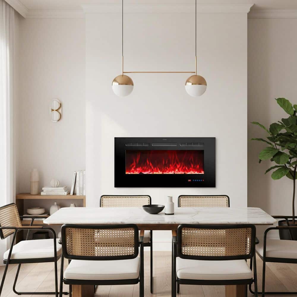 Mondawe 36 in. Wall Mount and Recessed Electric Fireplace Insert in ...