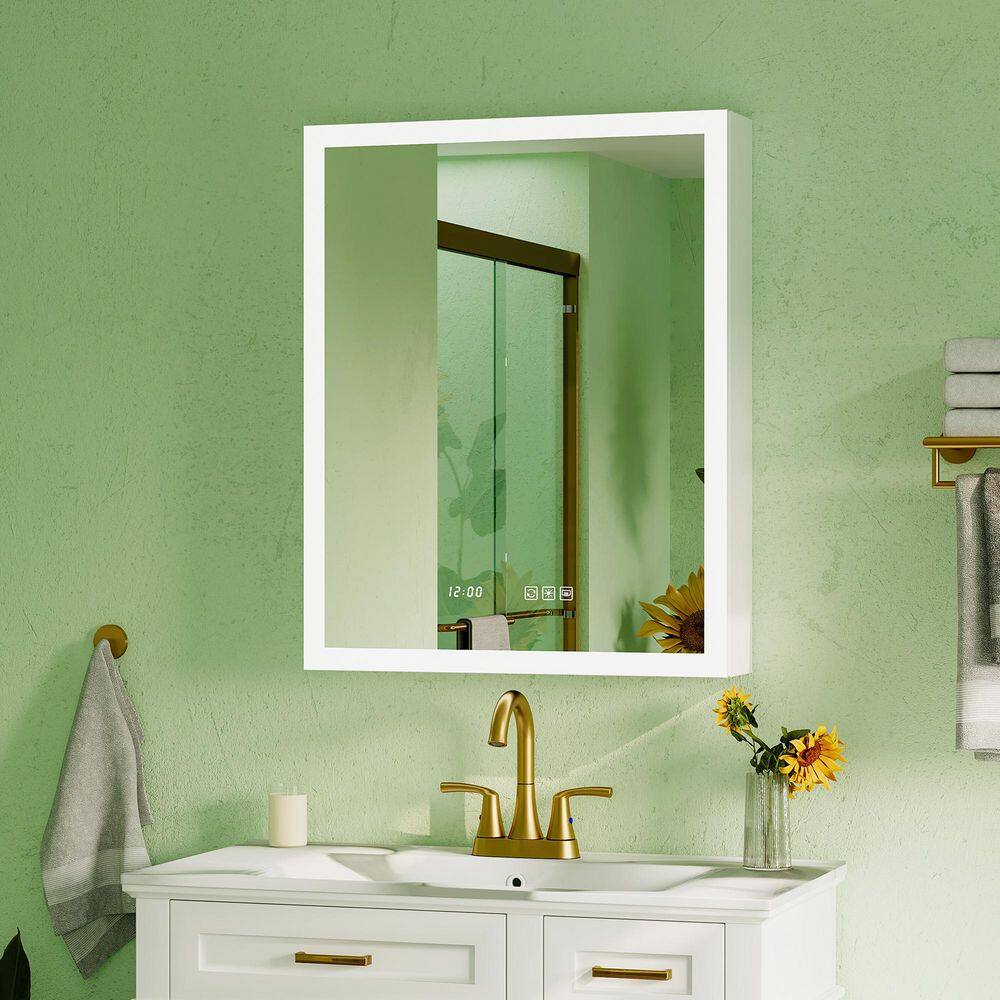 Bezeit 24 in. W x 30 in. H Rectangular Silver Aluminum Recessed/Surface ...