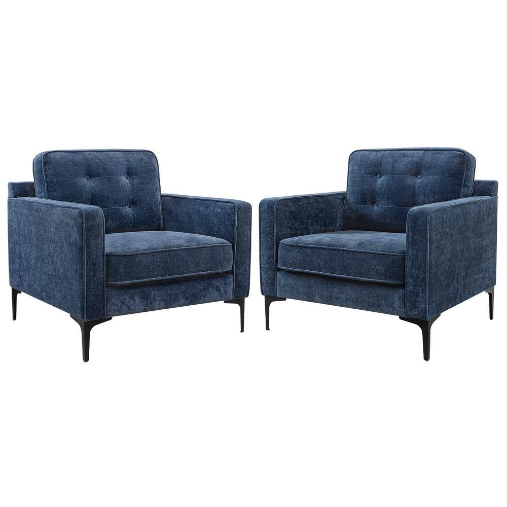 LUE BONA Navy Blue Fabric Upholstered Single Sofa Chair Modern Accent ...