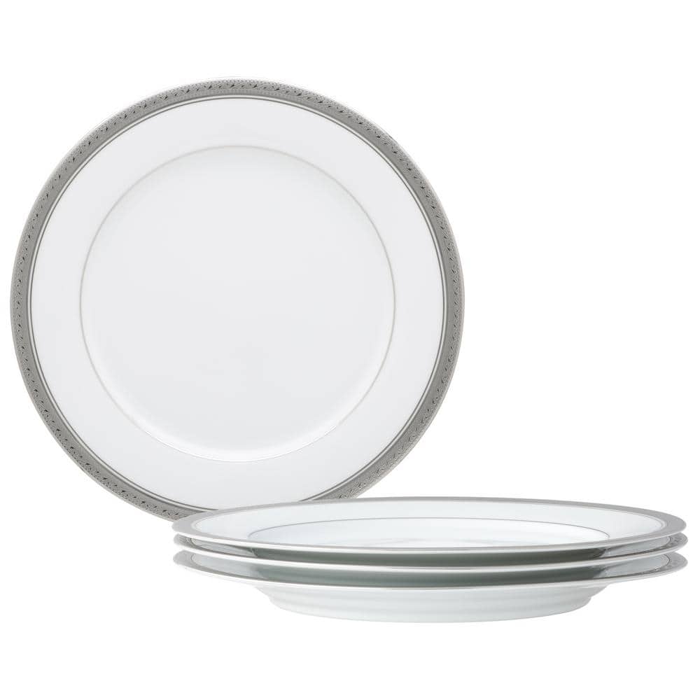 Noritake Crestwood Platinum 10.5 in. (Platinum) Porcelain Dinner Plates ...