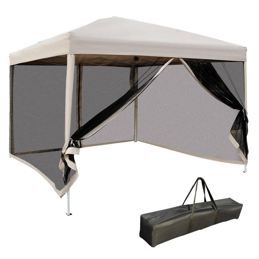 10 ft. x 10 ft. Canopy Tent with Mesh Netting, Pop Up Screen Room House ...