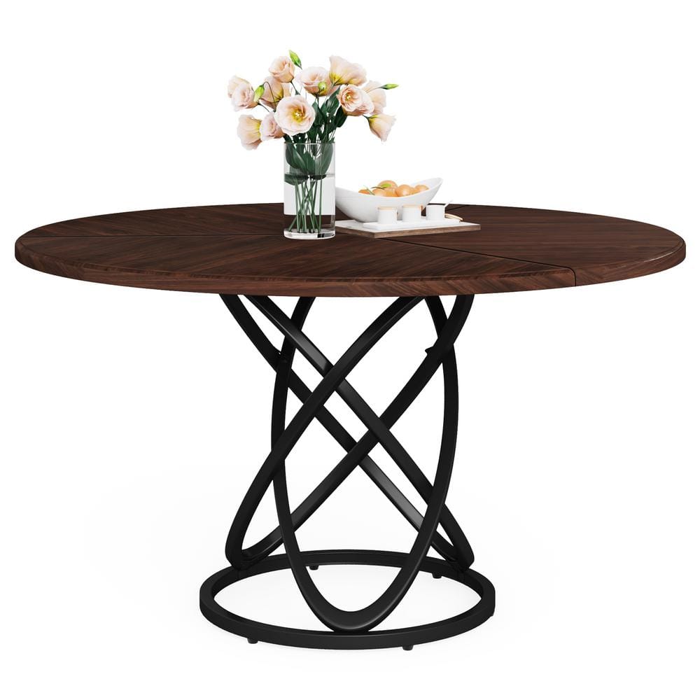 TRIBESIGNS WAY TO ORIGIN Halseey Walnut Black Wood 47 in. Pedestal ...
