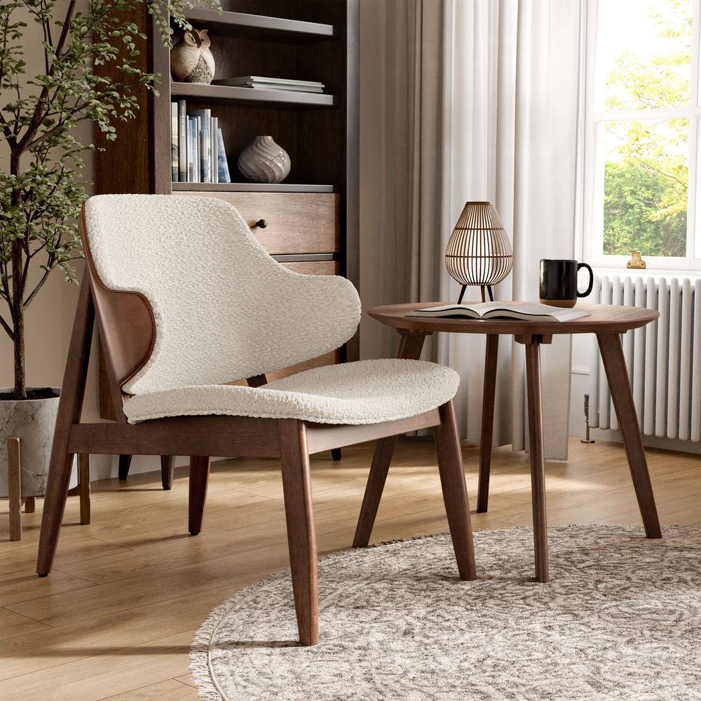 Furniture of America Creekside 2-Piece Mid Century Walnut Boucle Fabric ...