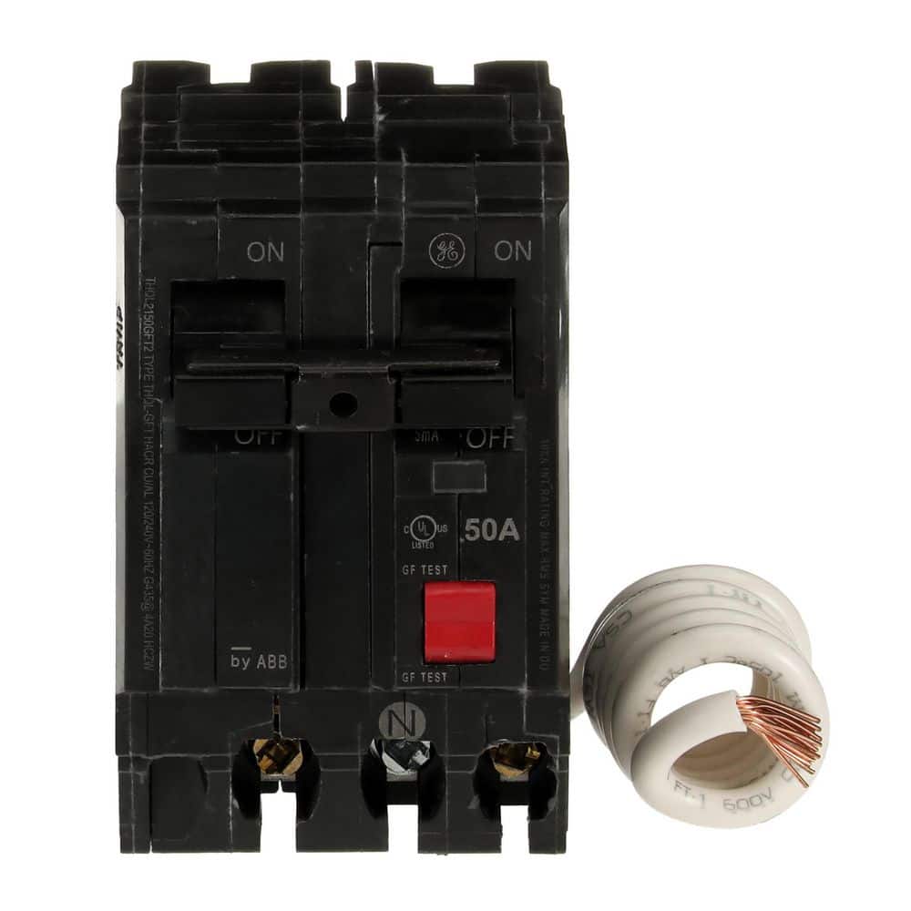 GE 50 Amp 240-Volts Double Pole Ground Fault Breaker with Self-Test ...