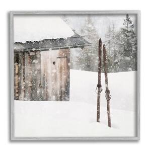 Stupell Industries Winter Cabin Skis by LSR Design Studio 1 Piece Framed Graphic Print Nature ...