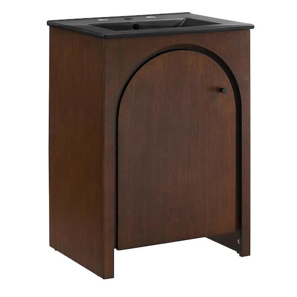MODWAY Appia 24 in. Ceramic Bathroom Vanity in Walnut Black EEI-6789 ...