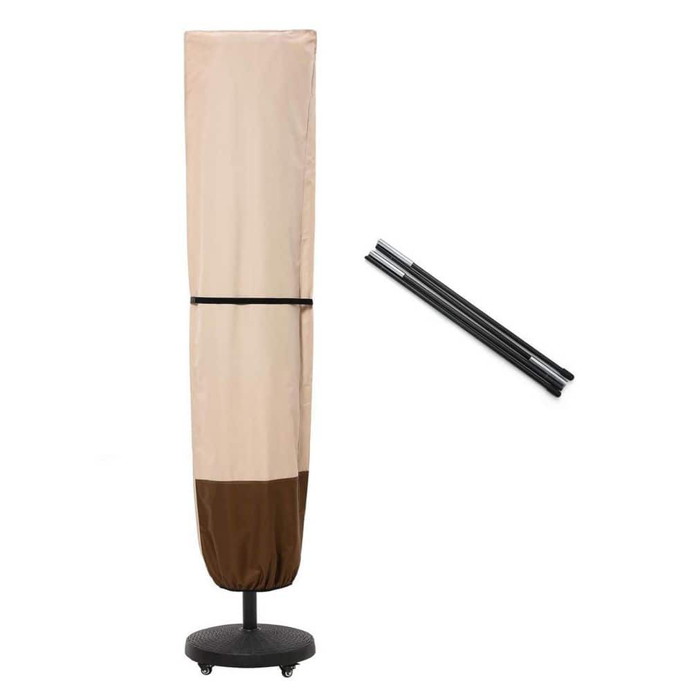 Brown Patio Umbrella Cover with Rod for 7 to 11 ft. Umbrellas and 15 ft ...