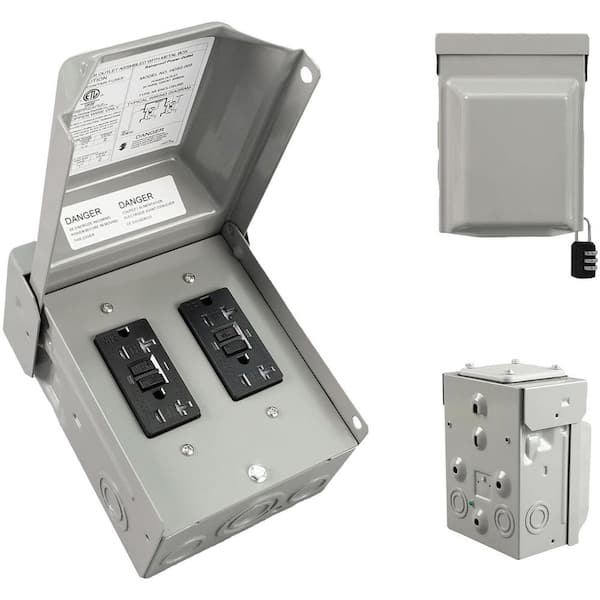 HIITIO Dual 20A GFCI Weatherproof Outdoor Outlet Box, Lockable ETL ...