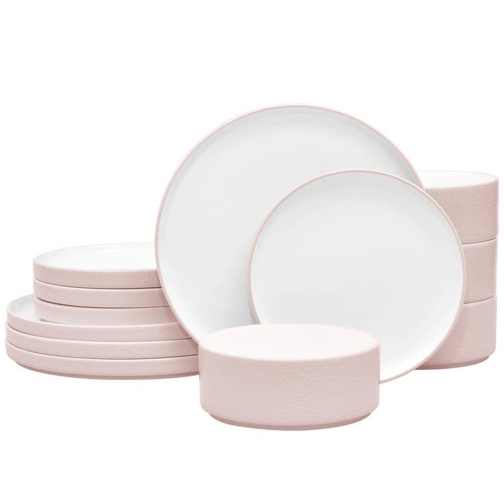 Noritake Colortex Stone Blush Porcelain 12-Piece Dinnerware Set ...