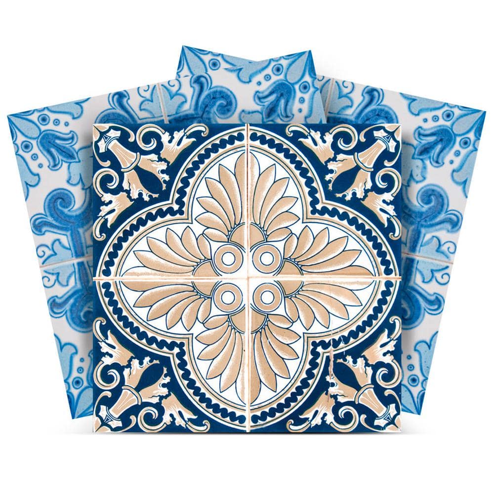 MI ALMA Blue, Brown H205 12 in. x 12 in. Vinyl Peel and Stick Tile (24 ...