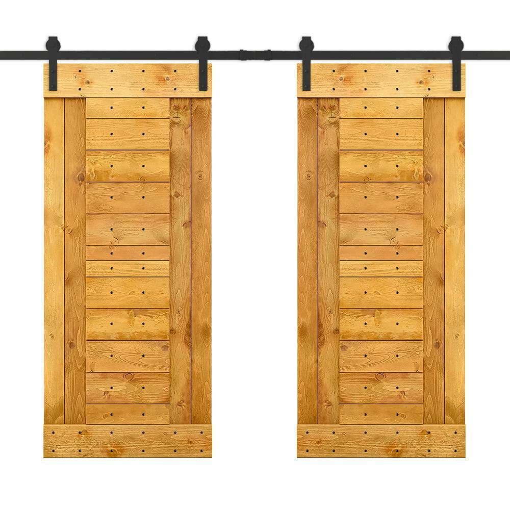 CALHOME 76 in. x 84 in. Colonial Maple Stained DIY Knotty Pine Wood ...