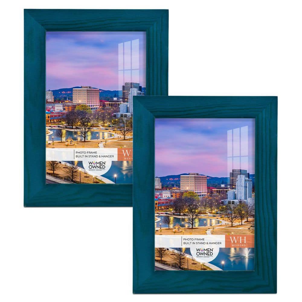 Wexford Home Woodgrain 4 in. x 6 in. Ocean Blue Picture Frame (Set of 2 ...