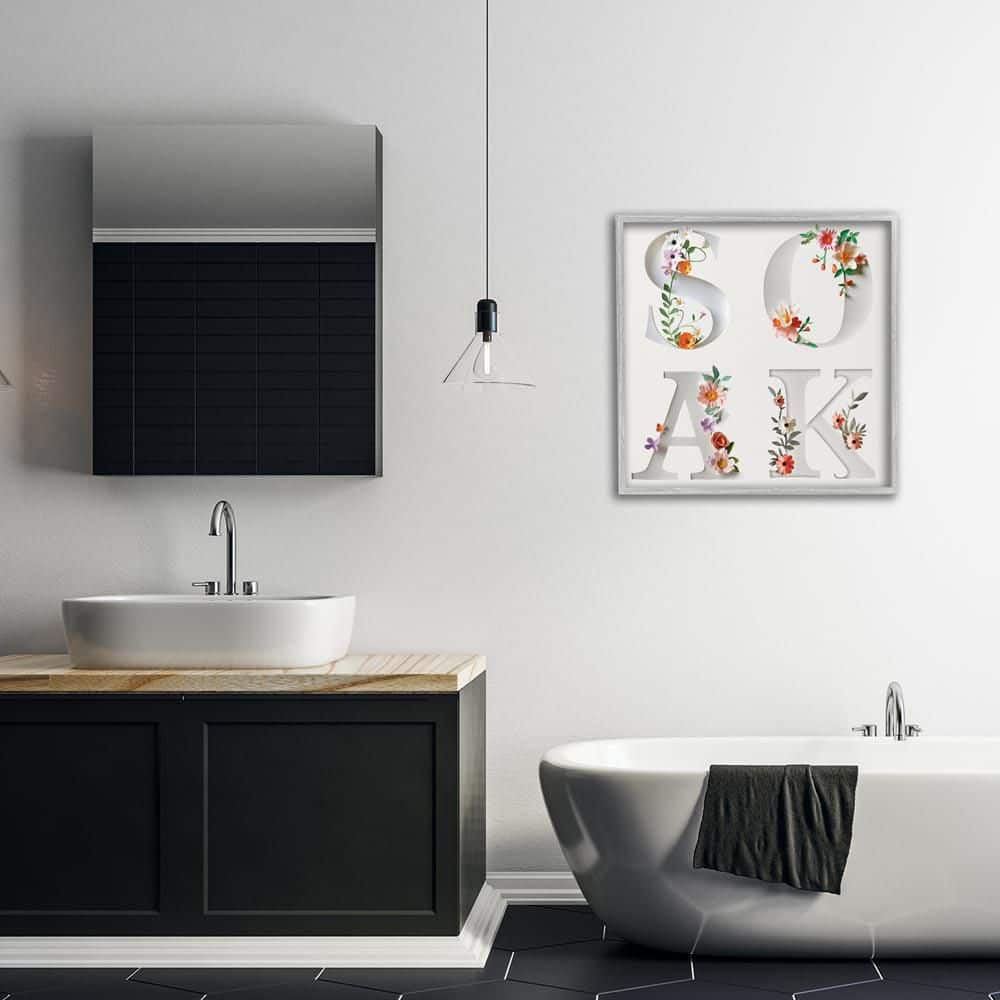 Stupell Industries Floral Bathroom Soak Letters by Susan Arnot Gray ...
