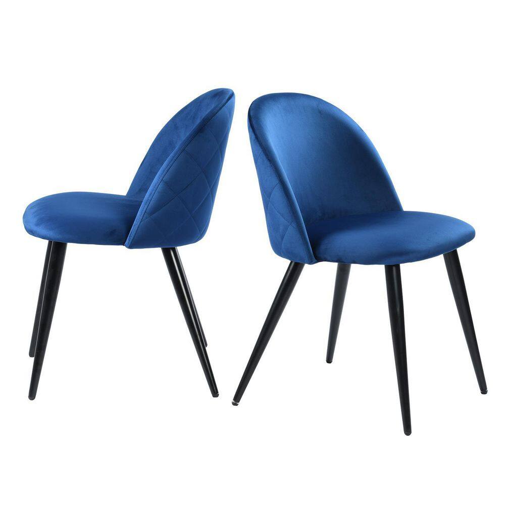 Homy Casa Zomba Blue Velvet Upholstered Side Dining Chairs ( Set of 2 ...