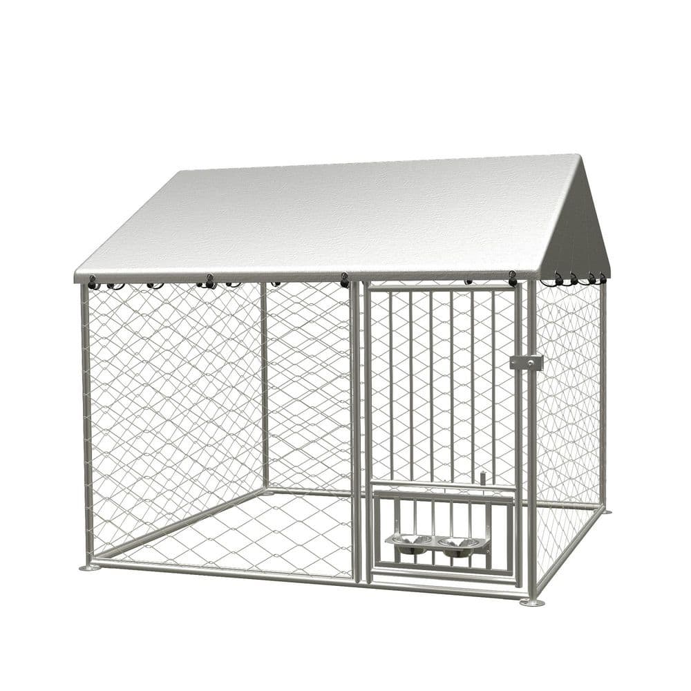 Siavonce 60 in. Large Outdoor Kennel, Garden Fence Dog Cage with Swivel ...