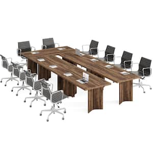 BYBLIGHT Capen 63 in. Rectangular Walnut Brown Conference Desk Table 5 ...