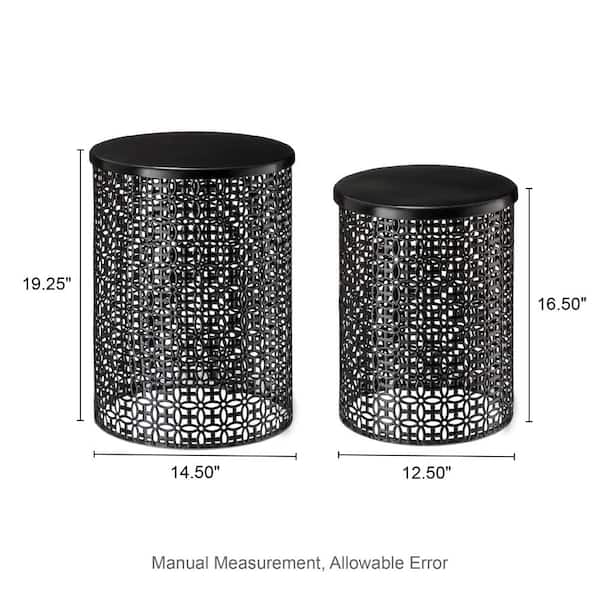 Black metal garden stool store