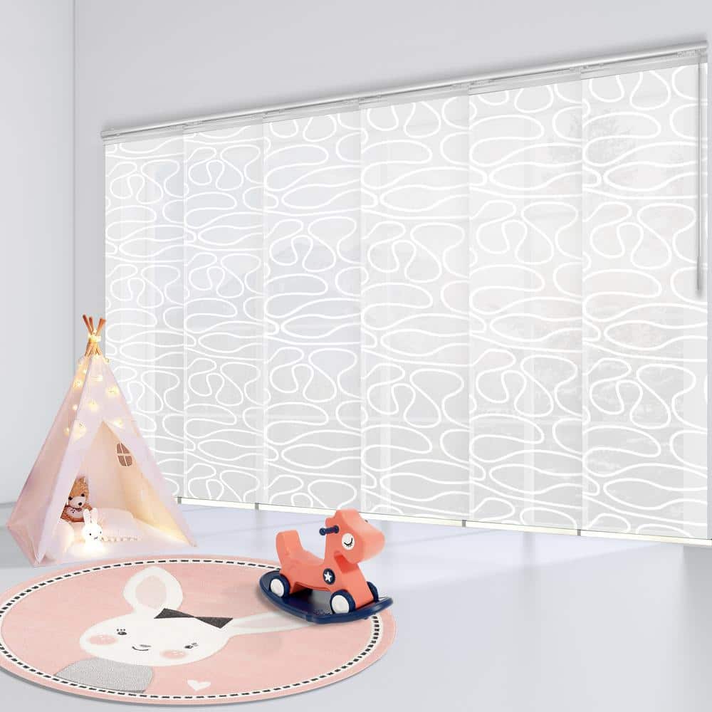 EMOH Swirl 70 in. - 130 in. W x 94 in. L Adjustable 6- Panel Satin ...