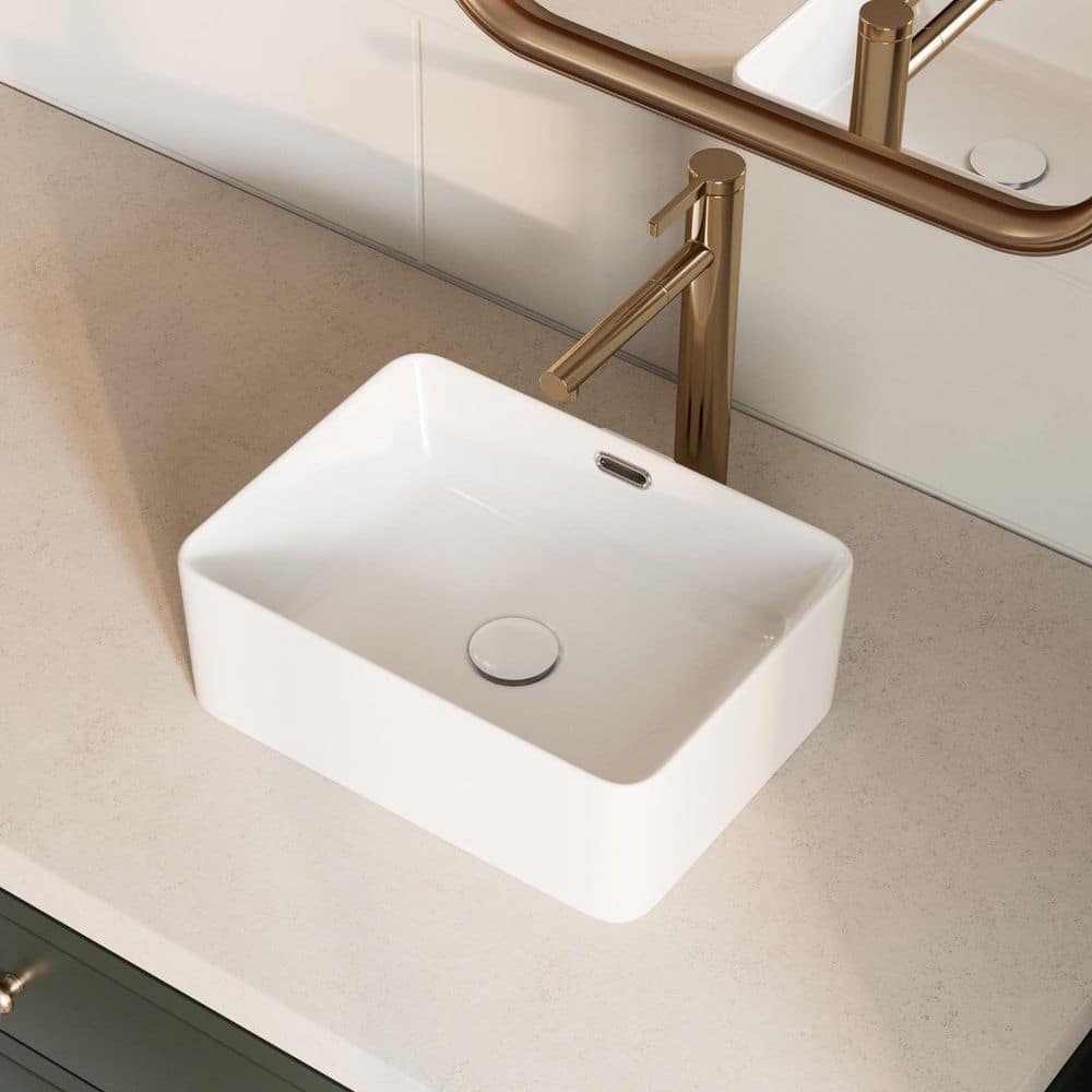 Los Flexi 16 in. x 12 in. Rectangular Vessel Sink, Above Counter Sink ...