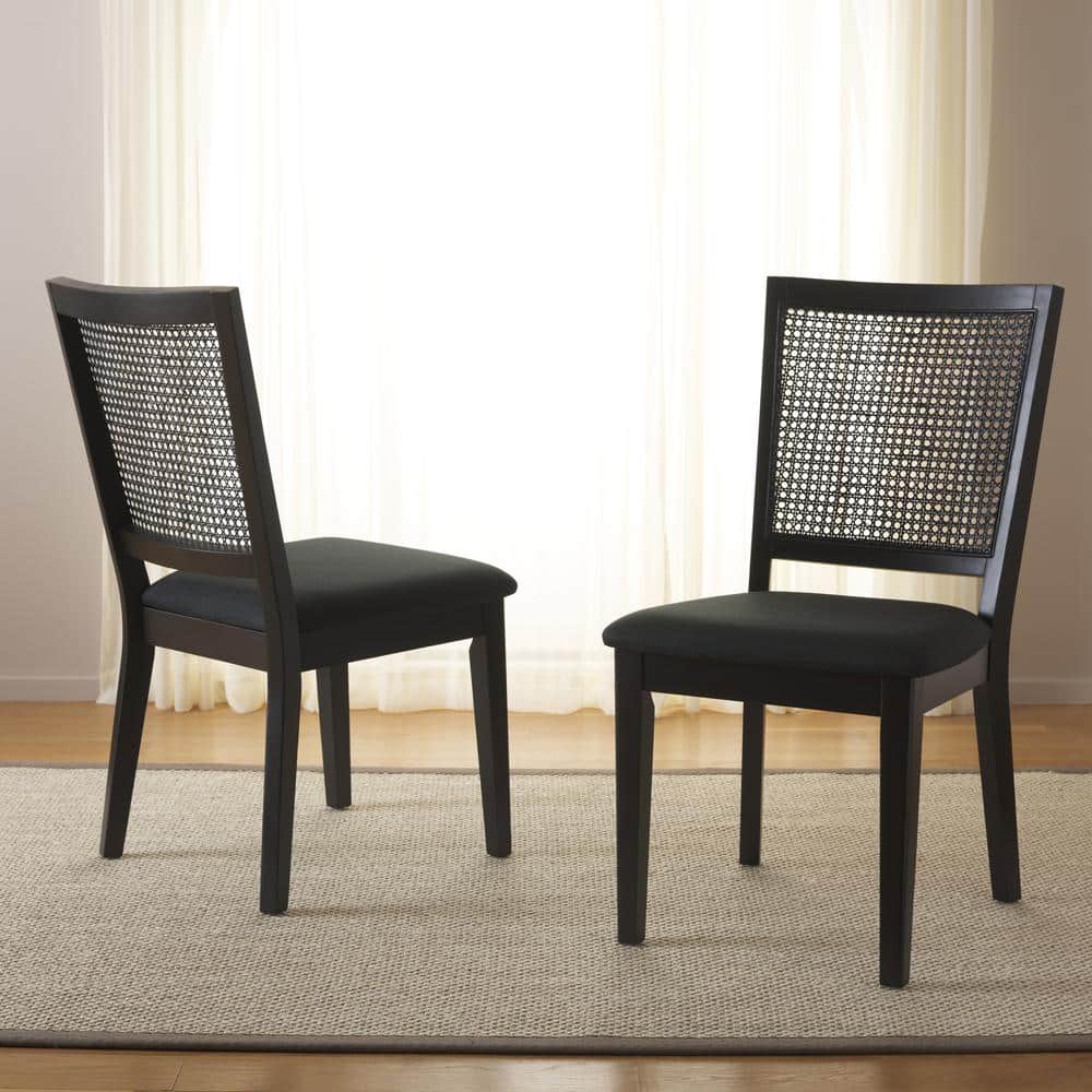 SAFAVIEH Margo Black Rattan 16.8 in. Rattan Dining Chair Set of 2 ...