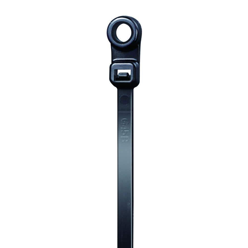 Commercial Electric 8 in. UV Black Mounting Cable Tie (100-Pack) XLS-4 ...