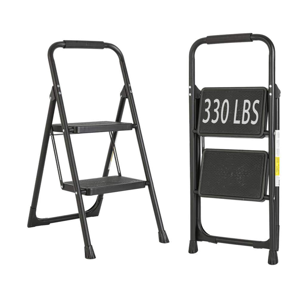 maocao hoom 2-Step Black Iron Ladder Foldable Non-slip Outdoor Ladder ...