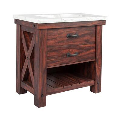 36 in. W x 18 in. D x 36 in. H Vanity in Cherry with Ceramic Top in ...