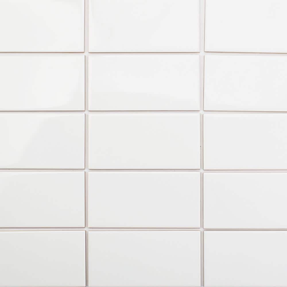 Ivy Hill Tile Essential White Beveled 3 in. x 6 in. Polished Ceramic ...
