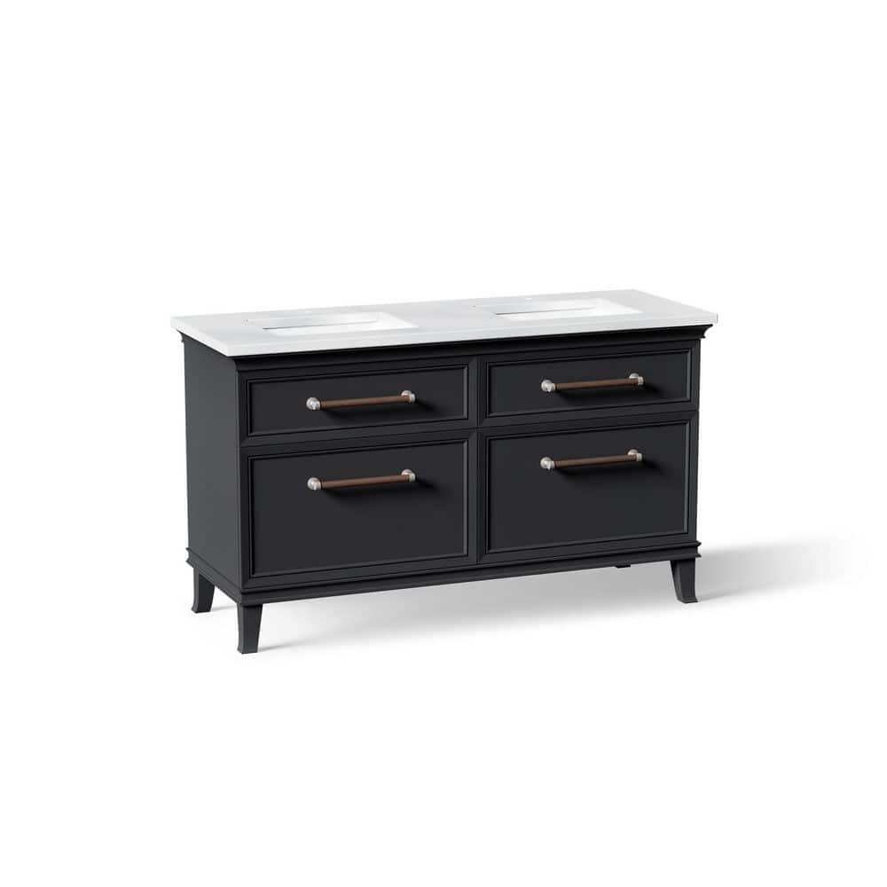 KOHLER Artifacts 60 in. 2 Basin Freestanding Slate Grey Bath Vanity ...