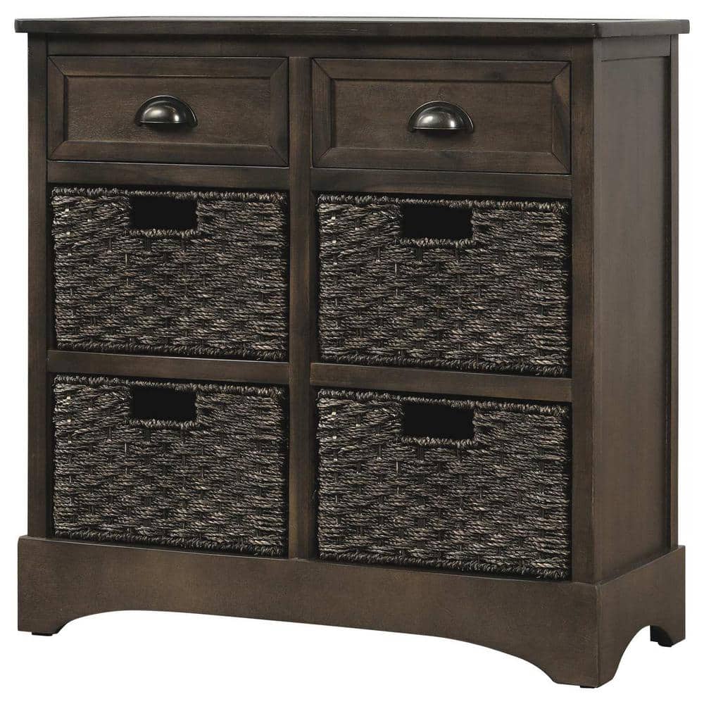 Polibi Brown, Gray 28.00 in. Rustic Storage Cabinet with 2 Drawers and ...