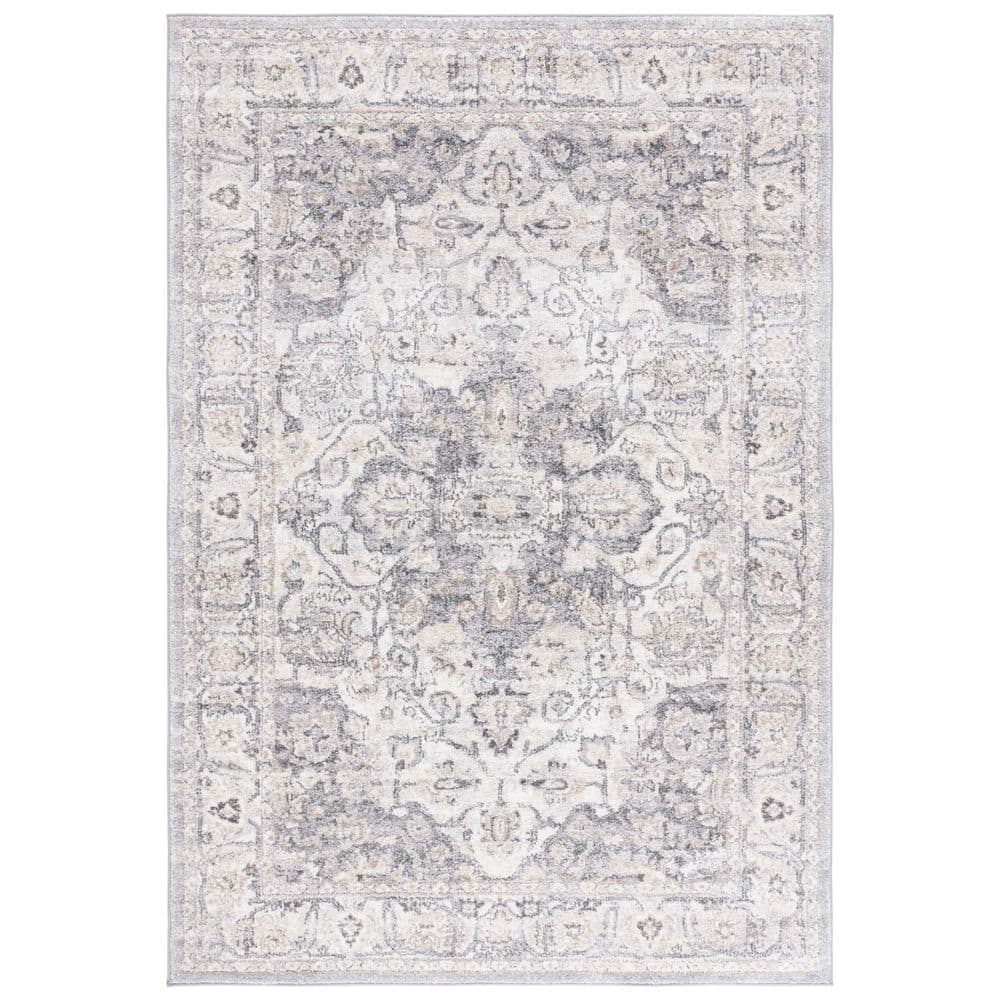 SAFAVIEH Opal 5 ft. x 8 ft. Gray/Ivory Floral Border Area Rug OAL470F-5 ...