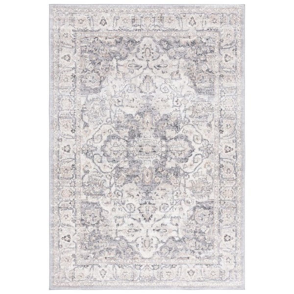 SAFAVIEH Opal 5 ft. x 8 ft. Gray/Ivory Floral Border Area Rug OAL470F-5 ...