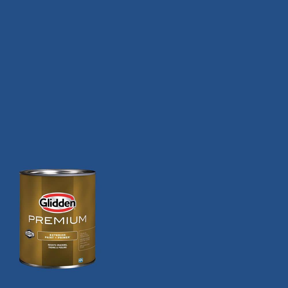 Glidden Premium 1 qt. PPG1161-7 Brilliant Blue Semi-Gloss Exterior ...