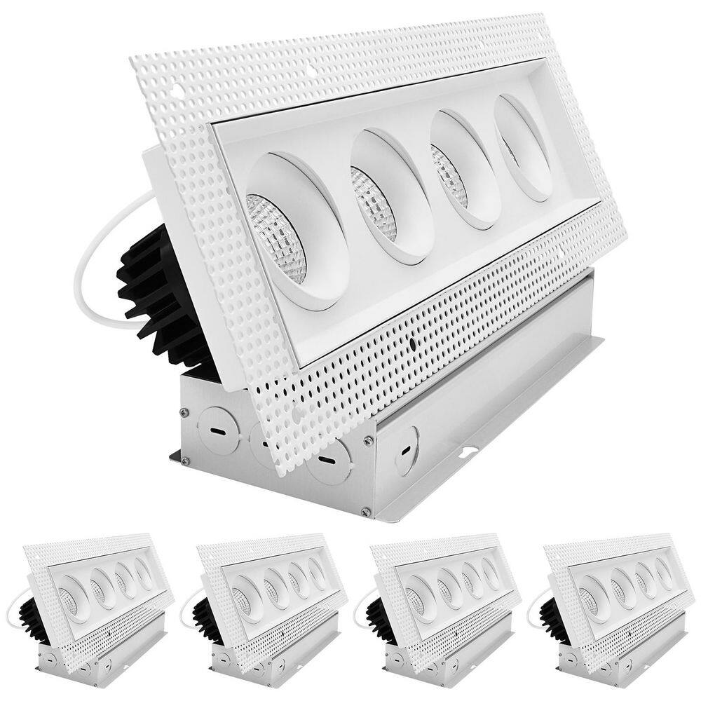 LUXRITE 4-Head Integrated LED Rectangle Regressed Trimless Gimbal Light ...