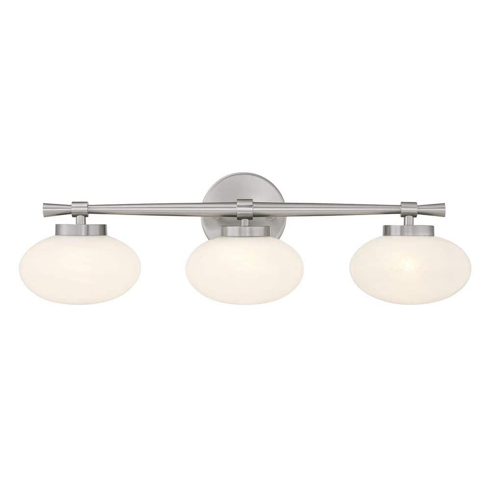 Savoy House Barrow 25 in. W x 8 in. H 3-Light Satin Nickel Bathroom ...