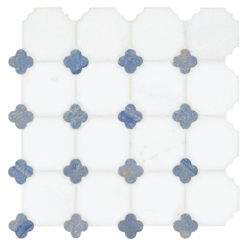 MSI Azula Floret 12 in. x 12 in. x 10 mm Polished Marble Mosaic Tile ...