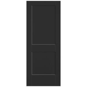 Masonite 32 in. x 80 in. 2-Panel Logan Single Bore Solid Core Jet Black ...