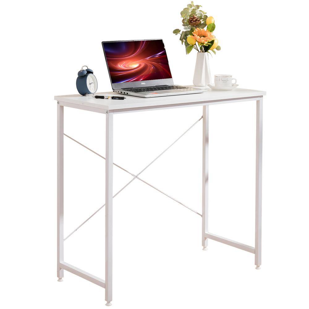 Reviews for ComHoma 32 in. W Computer Desk White Office Desk with Metal ...