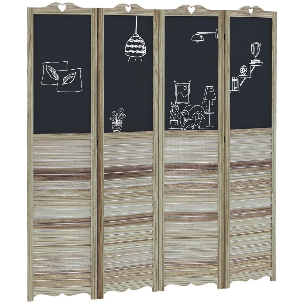 HOMCOM 4-Panel Folding Room Divider with Blackboard 830-346 - The Home ...