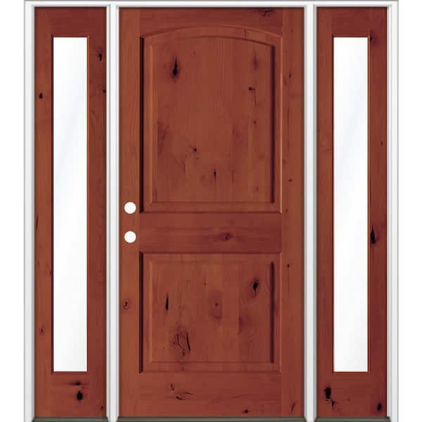 Krosswood Doors 58 in. x 80 in. Knotty Alder 2 Panel Arch-Top Right ...