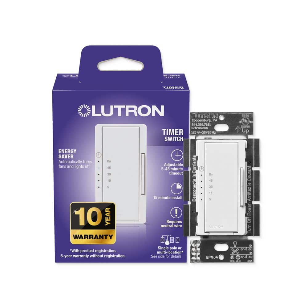 Lutron Maestro Indoor Countdown Timer Switch, 3A Fan/150W LED, Single ...