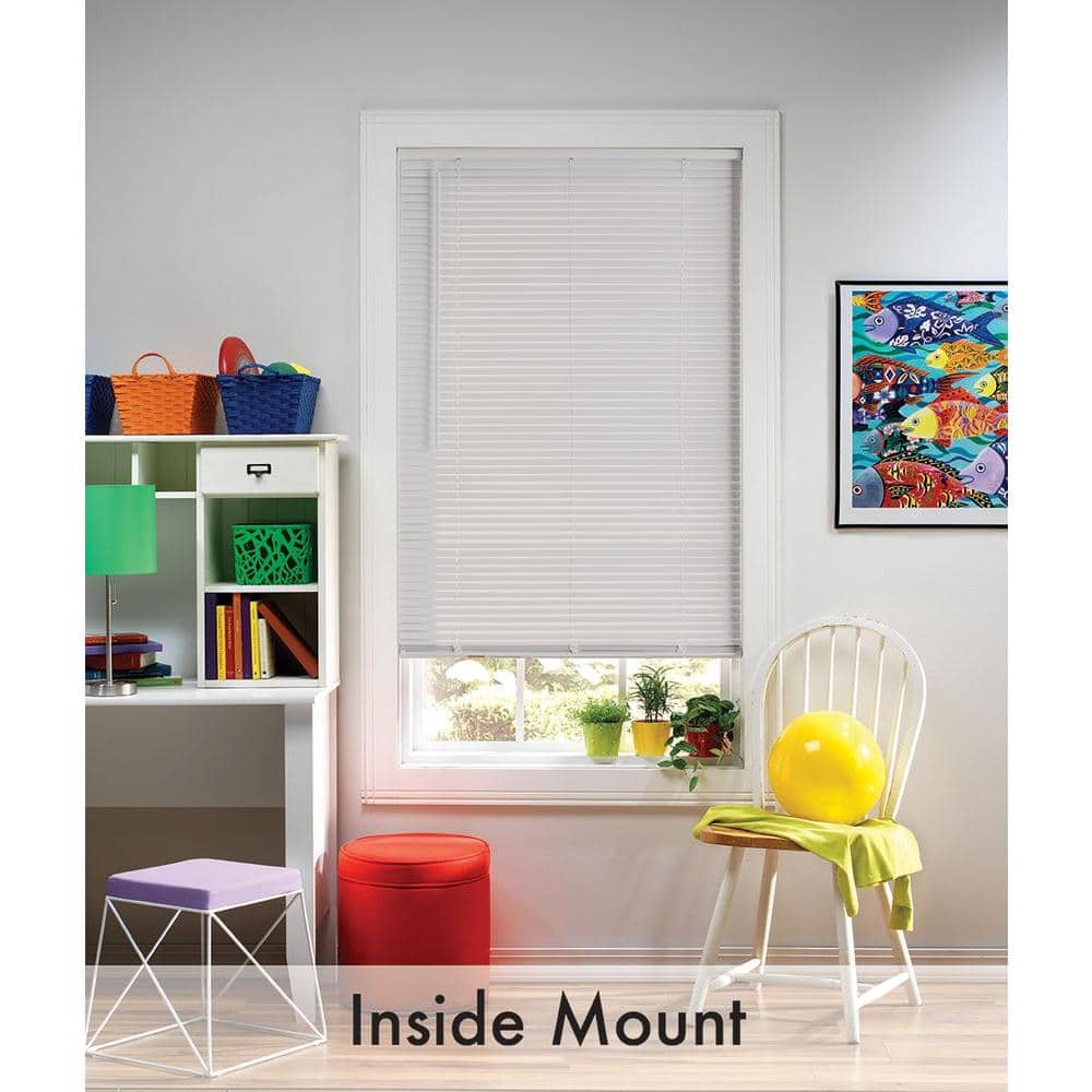 Bali Cut-to-Size White Cordless 1 in. Room Darkening Vinyl Mini Blind ...