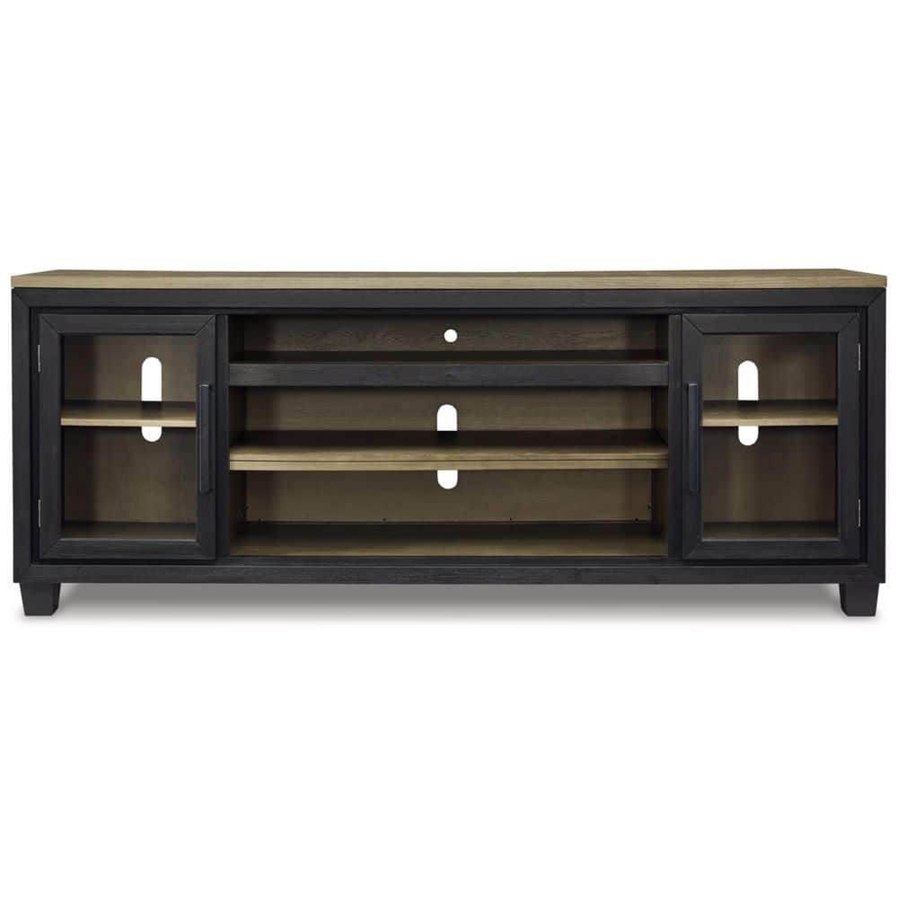 Signature DESIGN BY ASHLEY Foyland Black/Brown TV Stand Entertainment ...