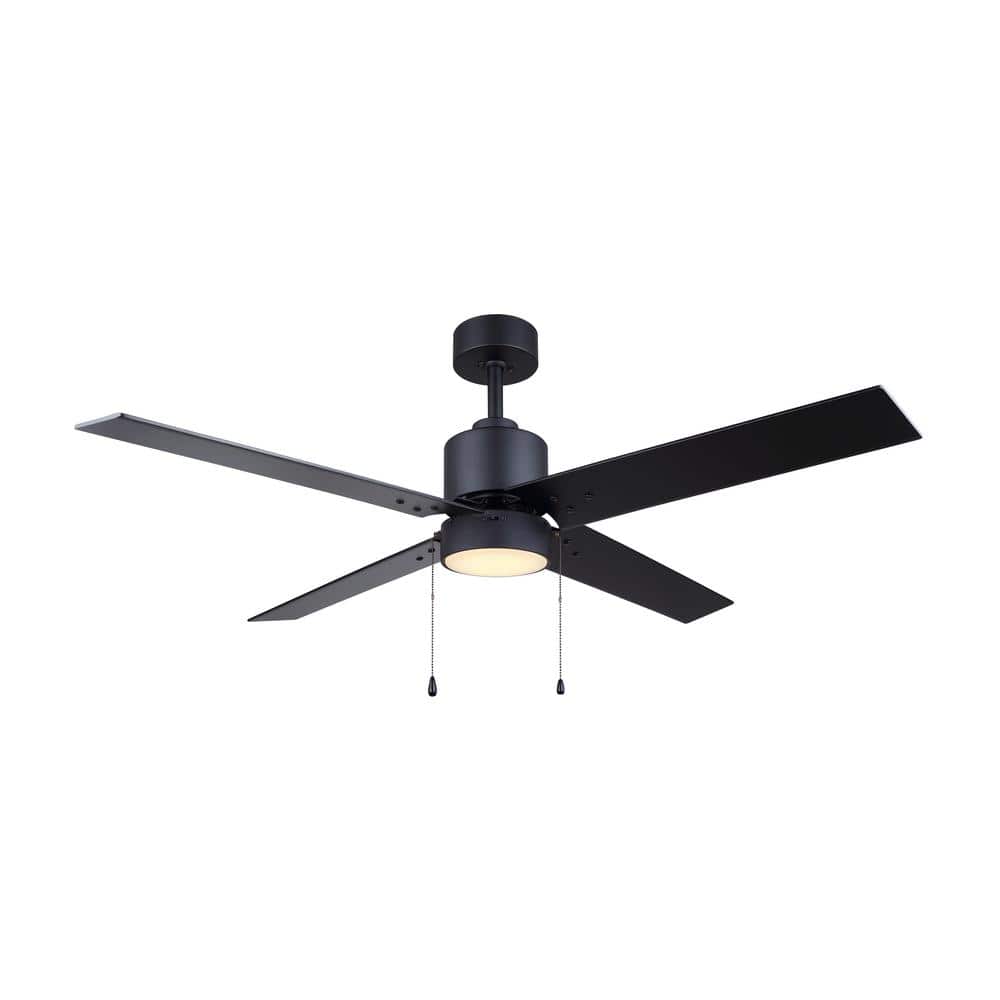 CANARM Layne 52 in. Indoor Matte Black Standard Ceiling Fan with Soft ...