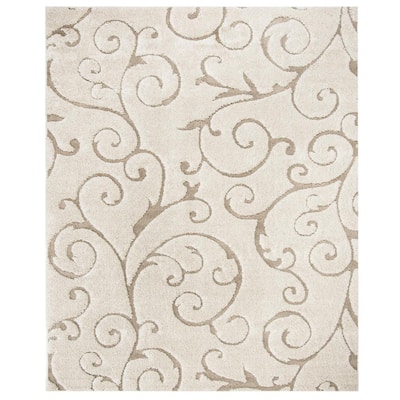 SAFAVIEH Florida Shag Cream/Beige 3 ft. x 5 ft. High-Low Floral Area ...